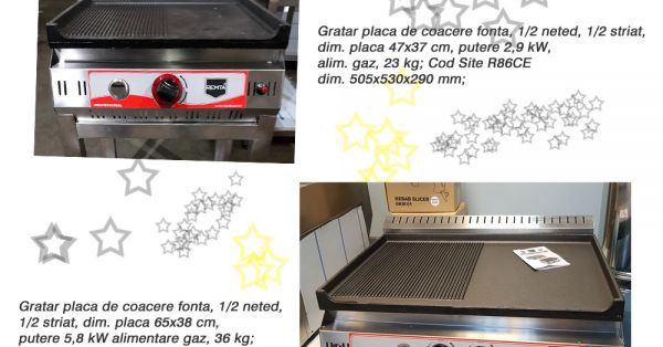 Gratar gaz placa fonta neted si striat de banc profesional 5546