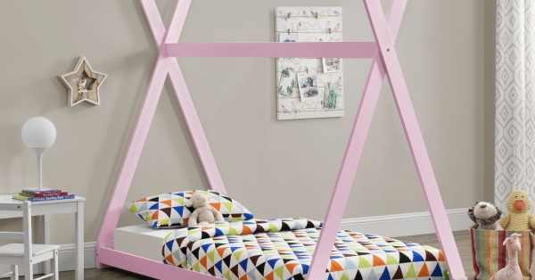 Pat copii Anando lemn de brad, roz 7245