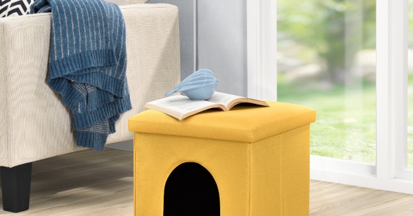 Puff si vizuina pentru animalele mici 38x38cm galben 4159