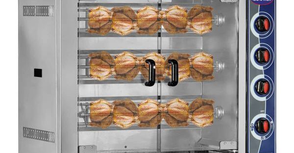 Rotisor profesional pe gaz, IDEAL INOX, capacitate 15 pui, geam in fat ...